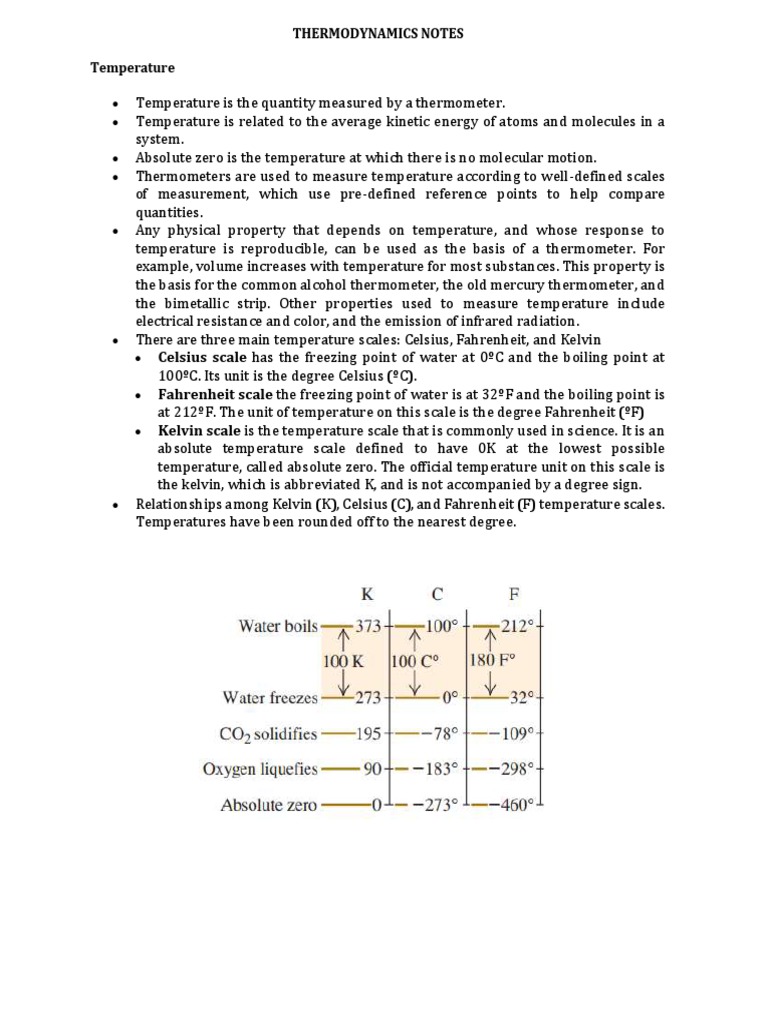 Thermodynamics Notes | PDF | Temperature | Heat