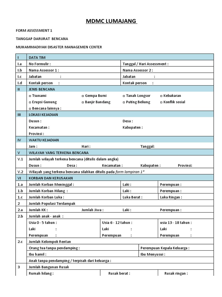 Formulir KAJI CEPAT MDMC | PDF