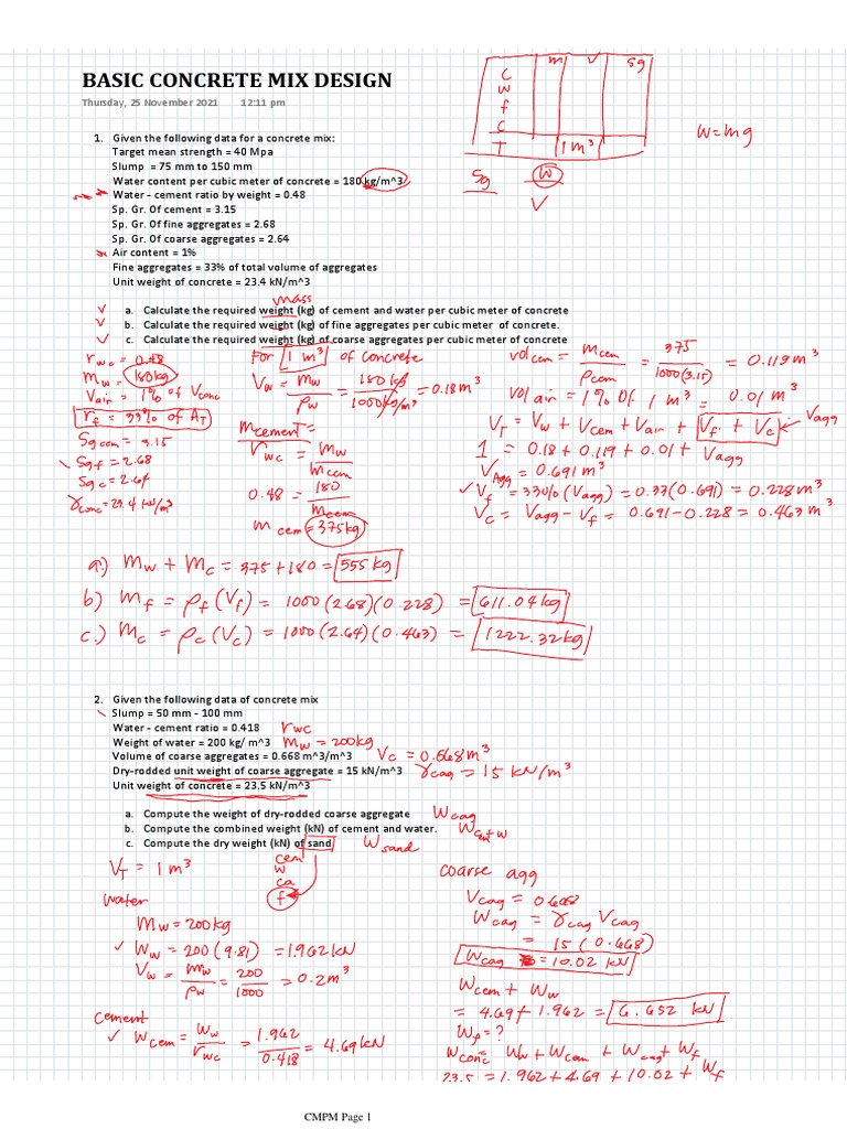 Basic Concrete Mix Design | PDF