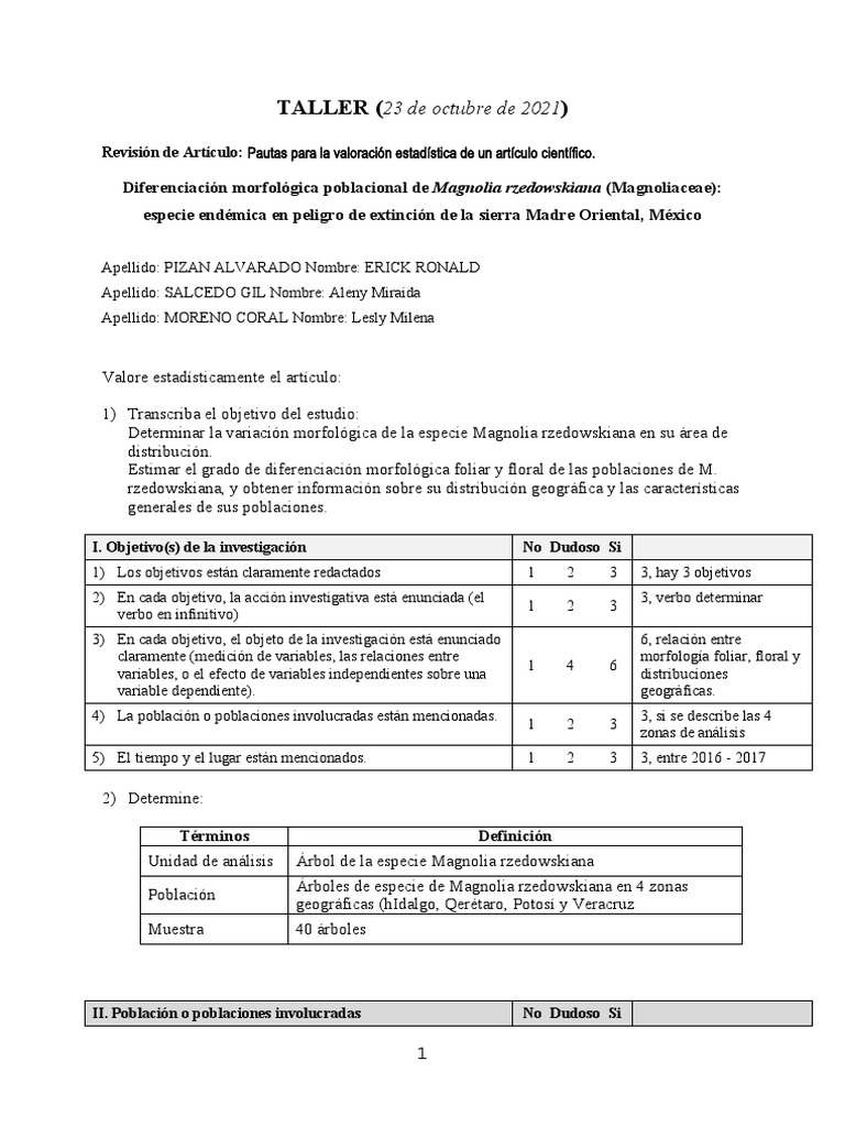 Análisis Morfológico de Magnolia Rzedowskiana | PDF | Estadísticas ...