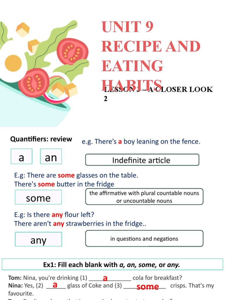 Unit 7 Recipes and Eating Habits Lesson 3 A Closer Look 2 | PDF | Noun ...