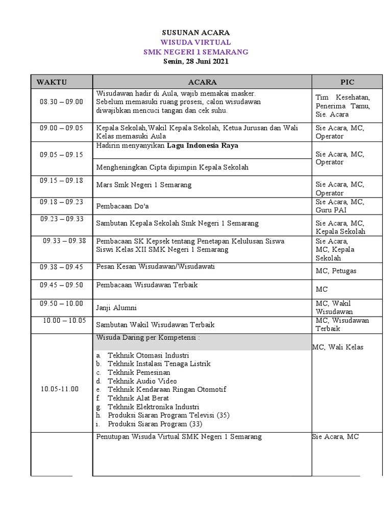 Susunan Acara Wisuda | PDF