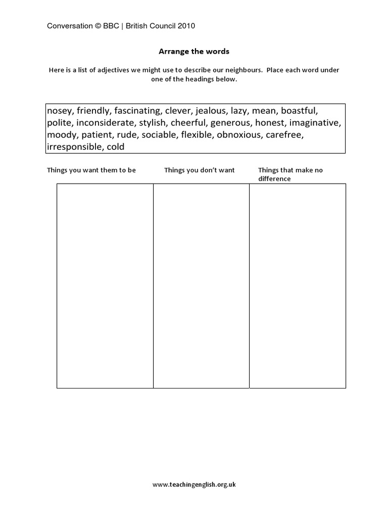 Conversation Lesson Neighbours - Worksheets | PDF