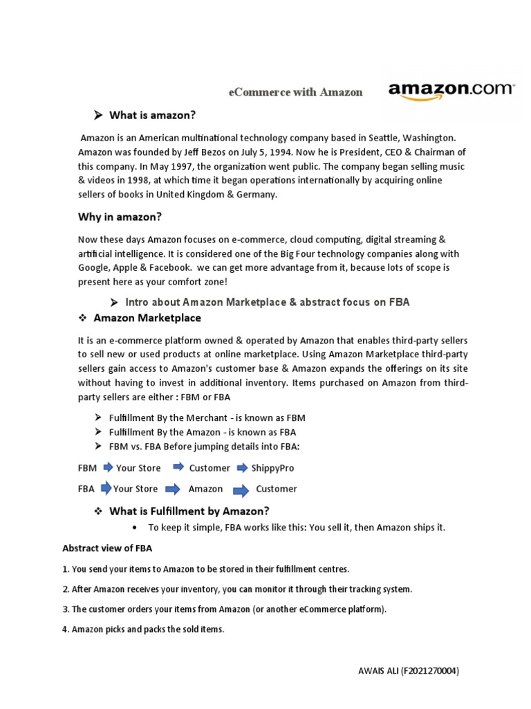 Ecommerce With Amazon | PDF | E Commerce | Business