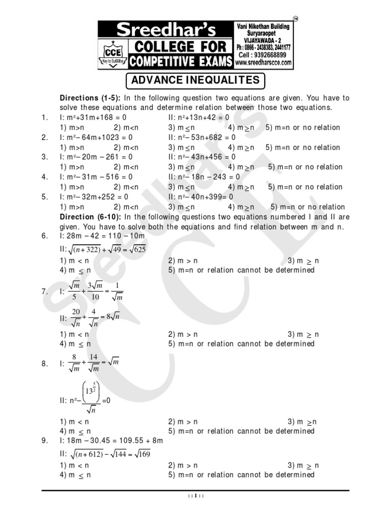 Advanced - Inequalities | PDF | Inequality (Mathematics) | Arithmetic