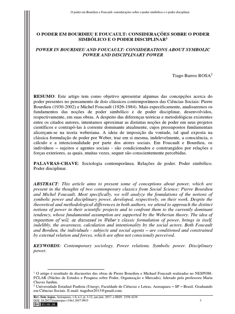 1 9933 Artigo 1 o Poder em Bourdieu Rosa Final Rev | PDF | Poder ...
