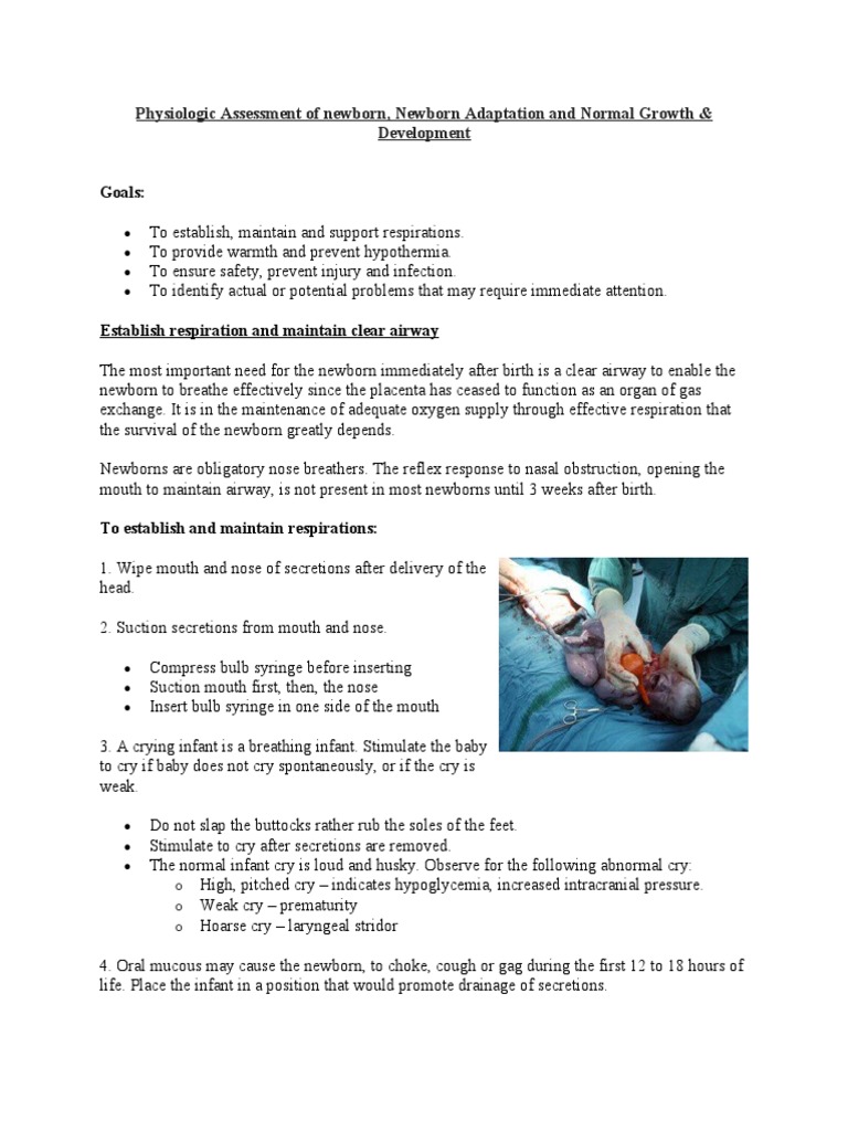 Physiologic Assessment of Newborn, Newborn Adaptation and Normal Growth ...