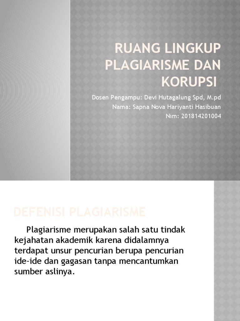 Ruang Lingkup Plagiarisme Akademik | PDF
