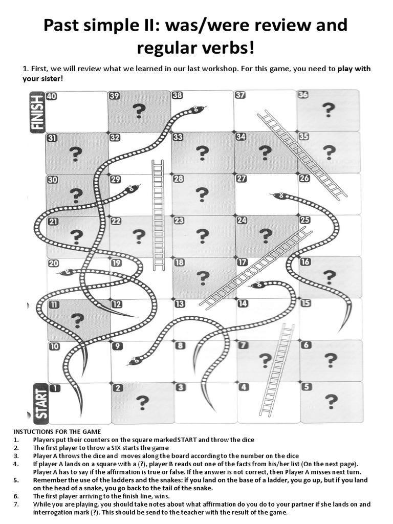 Past Simple 2.1 - Was Were and Regular Verbs | PDF | Games & Activities