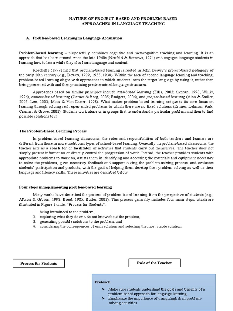 Problem-Based and Project-Based Approaches | PDF | Project Based ...