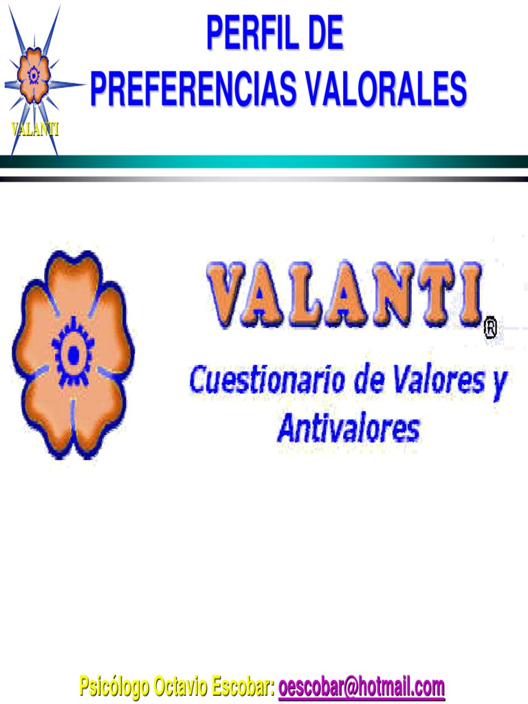 Test Valanti: Evaluación de Valores | PDF | Colombia | Amor