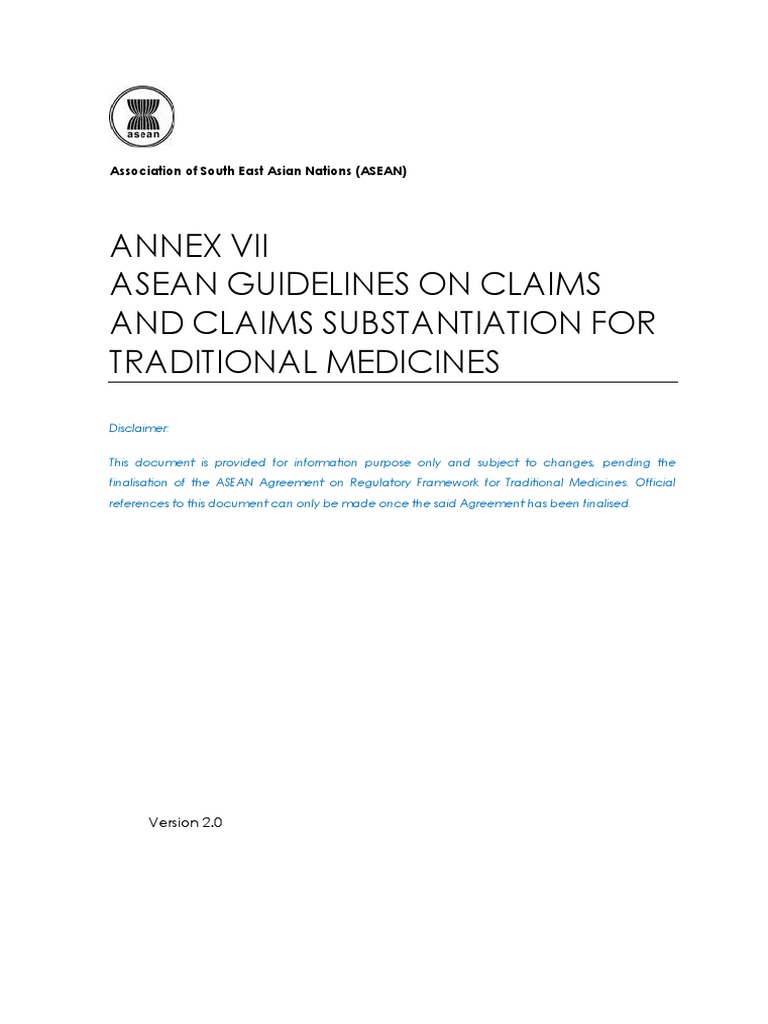 ASEAN Guidelines On Claims Claims Substantiation TM V2.0 With Discla ...