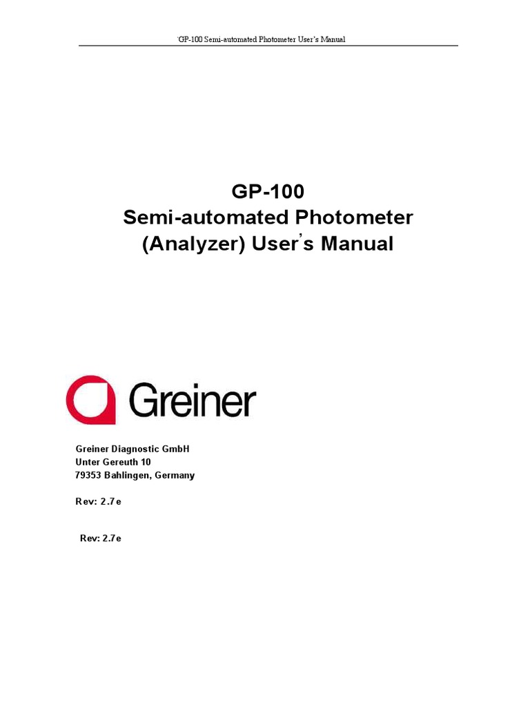 GP-100 Manual Vers. 2.7.e | PDF | Calibration | Menu (Computing)
