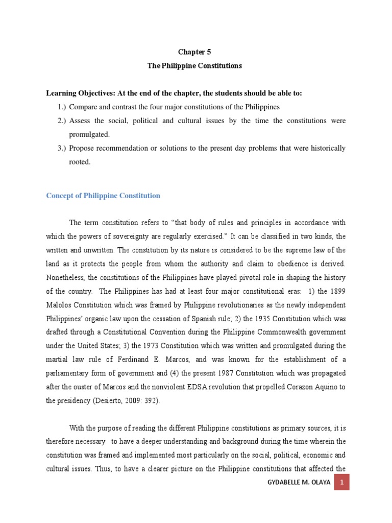 CHAPTER 5 - Philippine Constitution | PDF | Government | Social ...