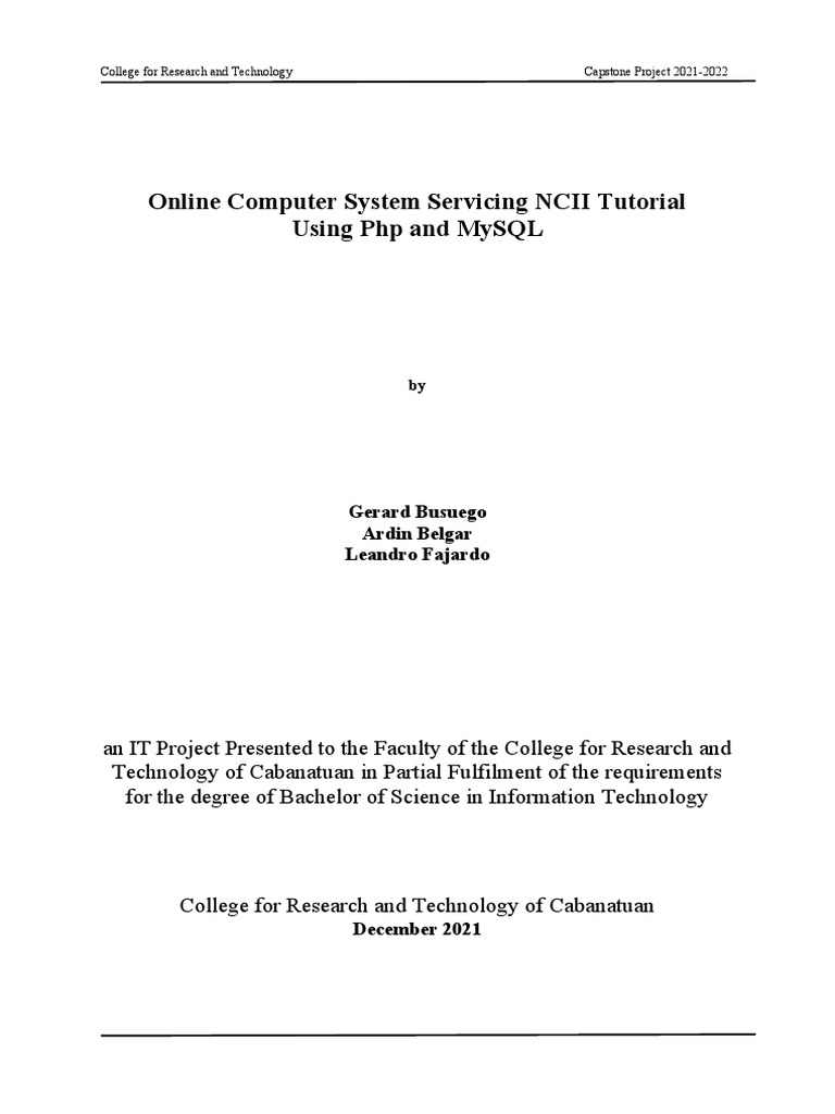 Online Computer System Servicing Ncii Tutorial Using PHP and Mysql ...