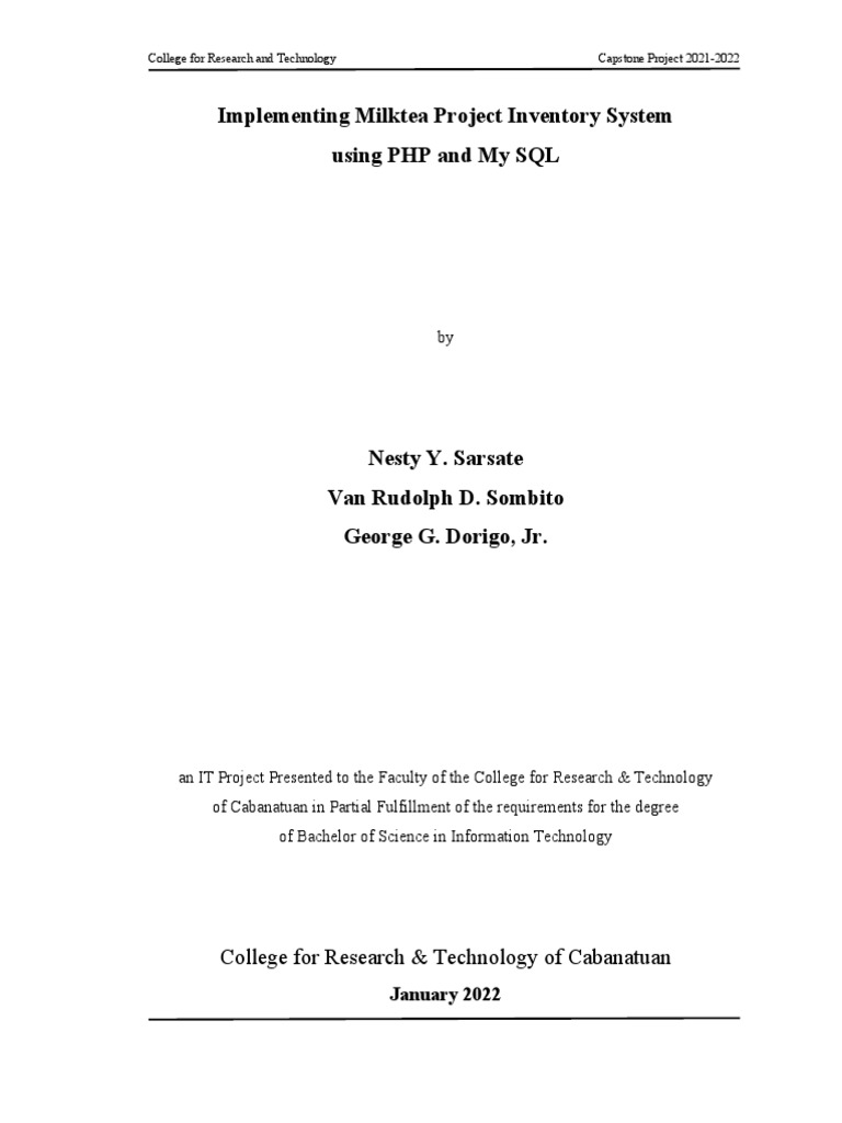 Implementing an Automated Inventory Management System for Milktea ...