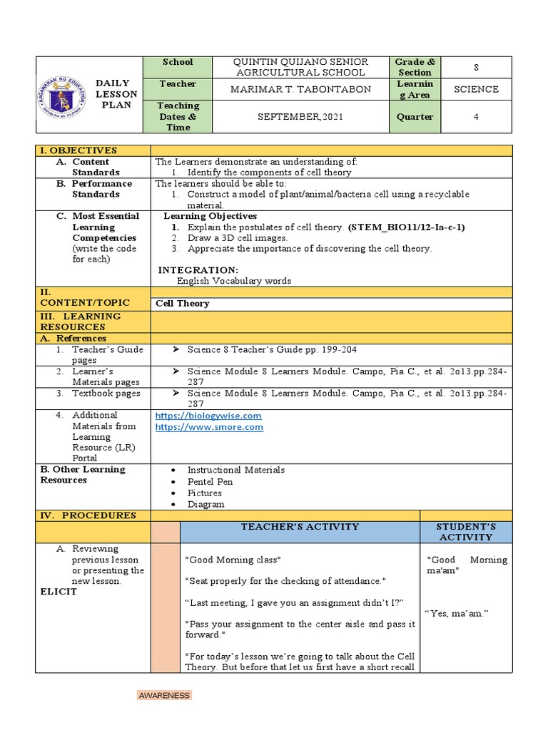 SHS LP | PDF | Behavior Modification | Learning