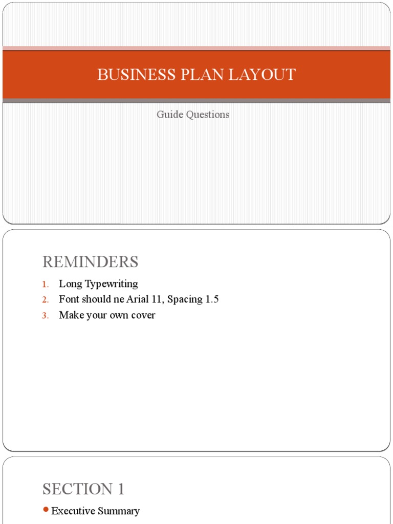 Business Plan Layout: Guide Questions | PDF | Risk | Return On Investment