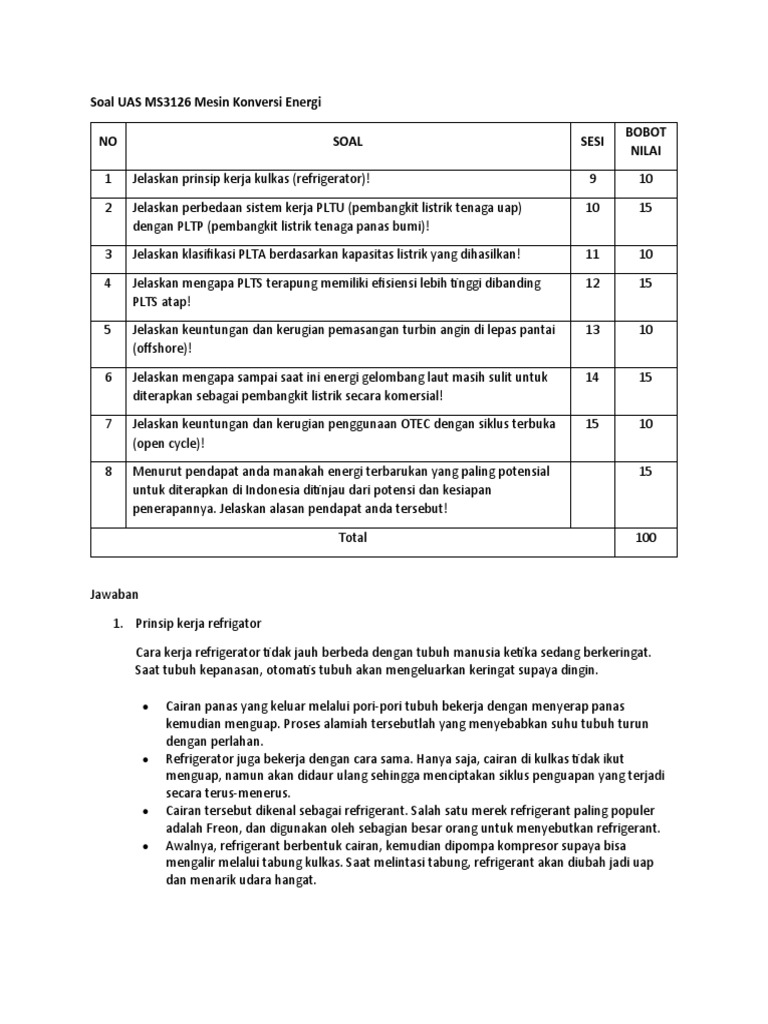 Soal UAS MS3126 Mesin Konversi Energi | PDF