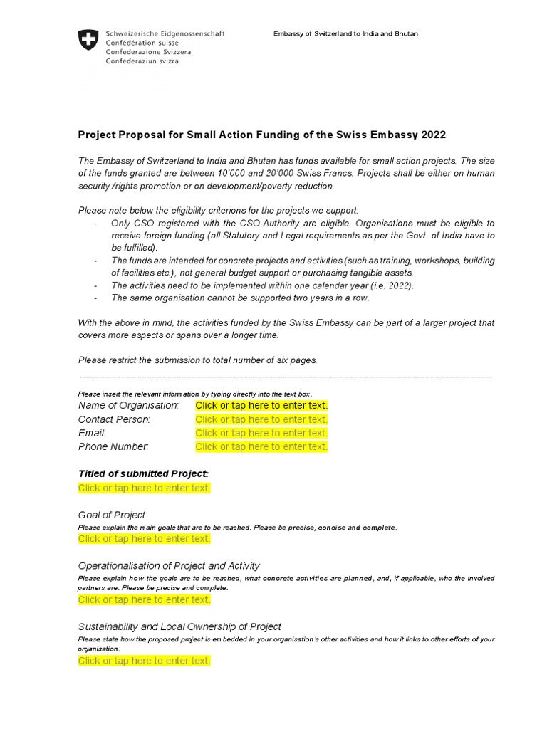 Template Project Proposal Small Action Funds 2022 | PDF | Economies ...