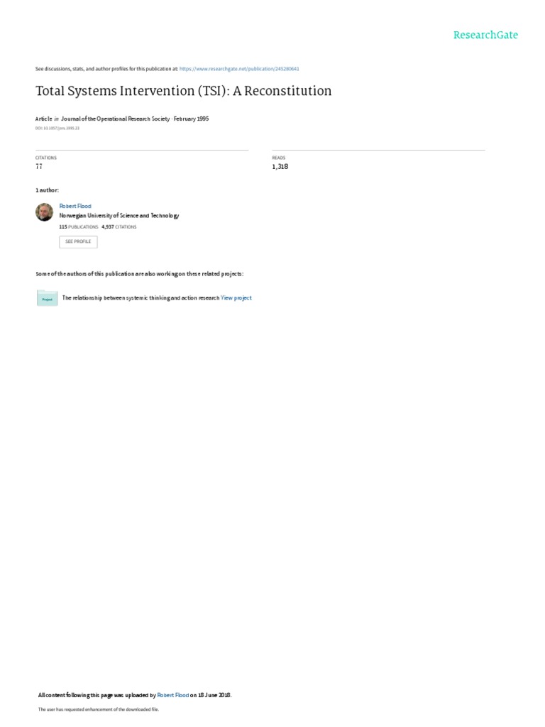 Total Systems Intervention (TSI) : A Reconstitution: Journal of The ...