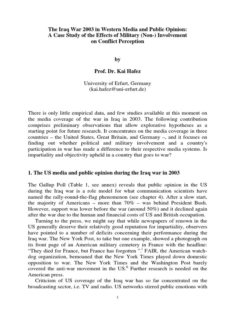 Iraq War 2003: Media Coverage Analysis | PDF | News | News Broadcasting