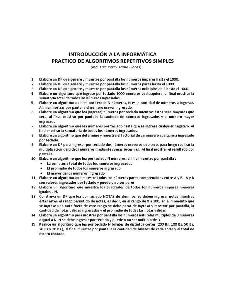 Practico 2 - Estructura Repetitivas | PDF | Algoritmos | Matemáticas