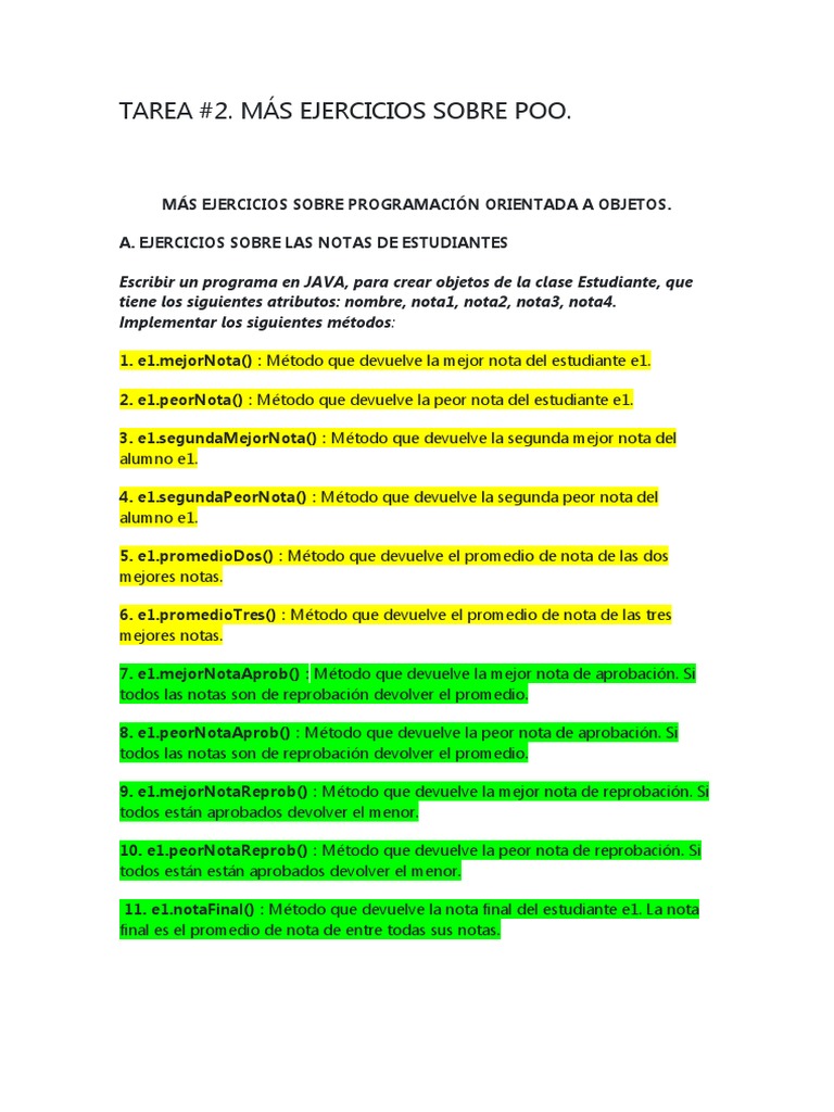 Tarea POO 2 | PDF | Método (programación de computadora) | Programación orientada a objetos