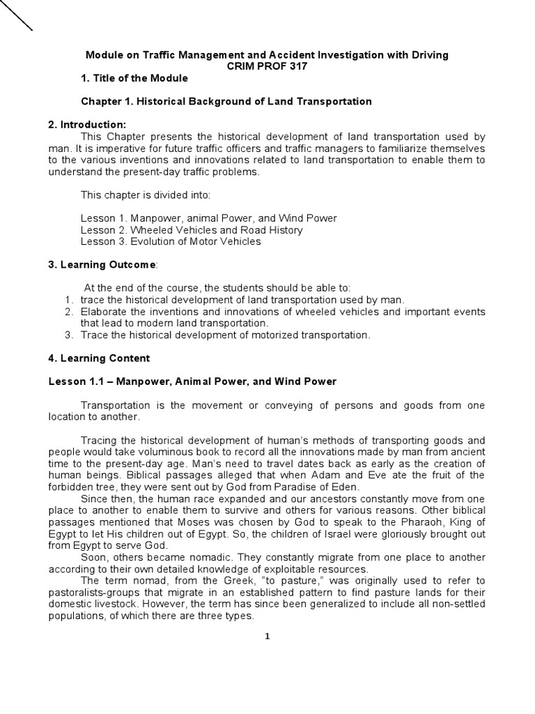 Traffic Management Module 1 1 | PDF | Traffic | Car