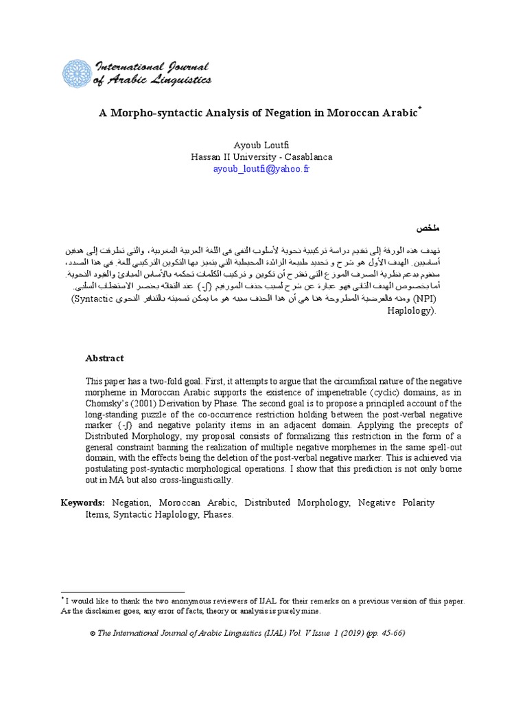 A Morpho Syntactic Analysis of Negation | PDF | Morphology (Linguistics) | Syntax