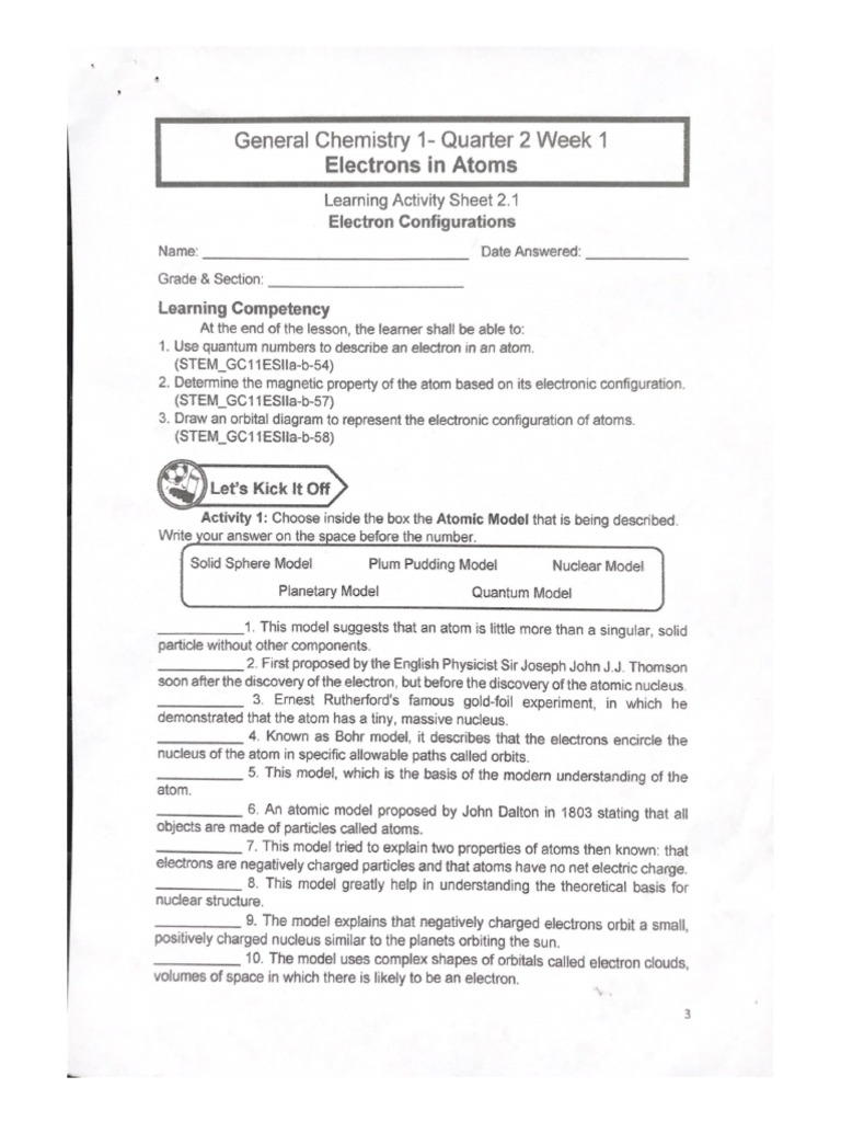 General Chemistry 1 Quarter 2 Week 1 Pdf