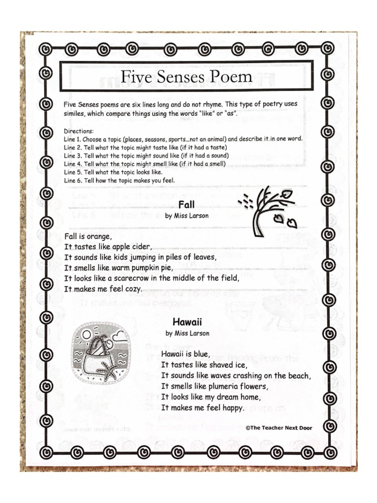 Five Senses Poem | PDF