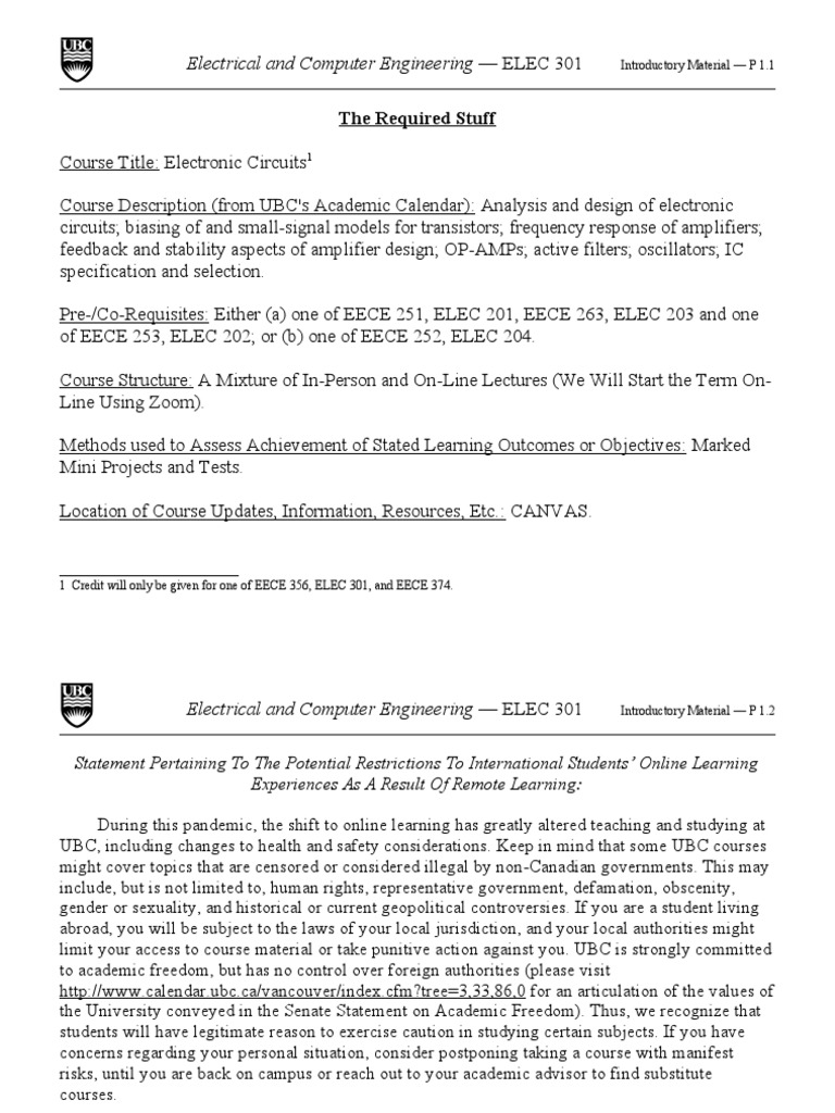 Ch01-Introduction To ELEC 301-S2022 | Download Free PDF | Amplifier ...