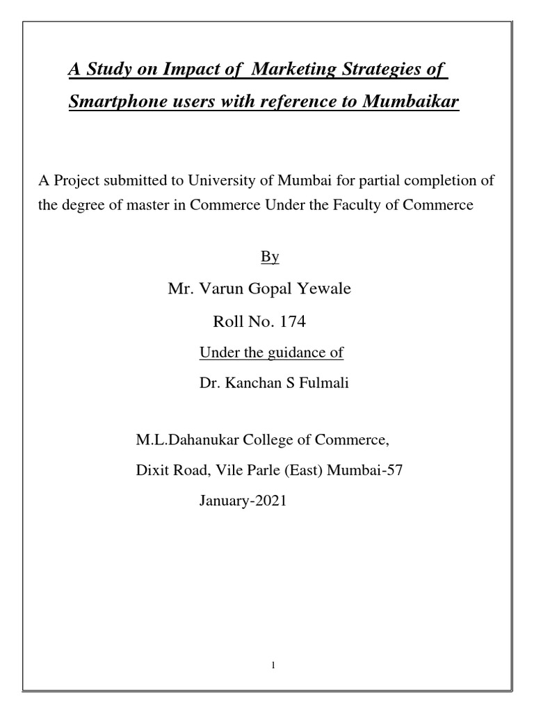 Mcom Project Sem III | PDF | Brand | Smartphone