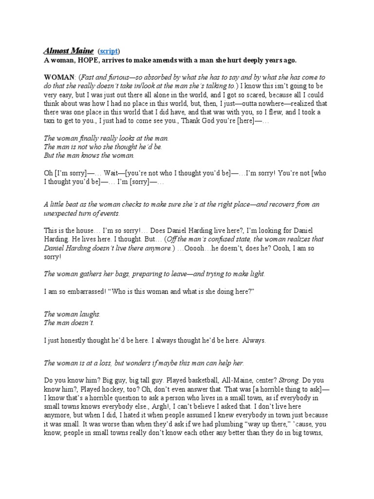 Hope - Almost Maine Monologue | PDF