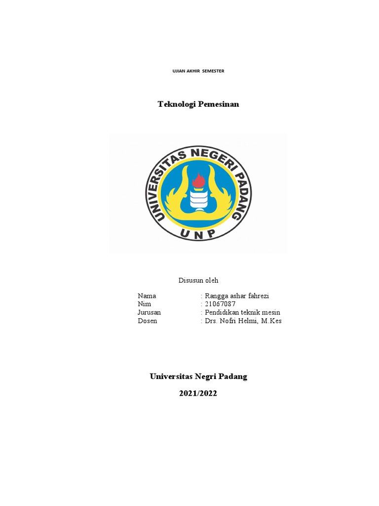 UAS Teknologi Pemesinan Rangga Fahrezi | PDF UAS Teknologi Pemesinan Rangga Fahrezi | PDF