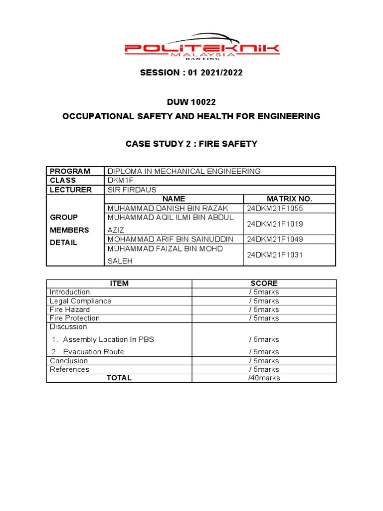 Fire Safety Case Study for Engineering | PDF | Fires | Fire Safety