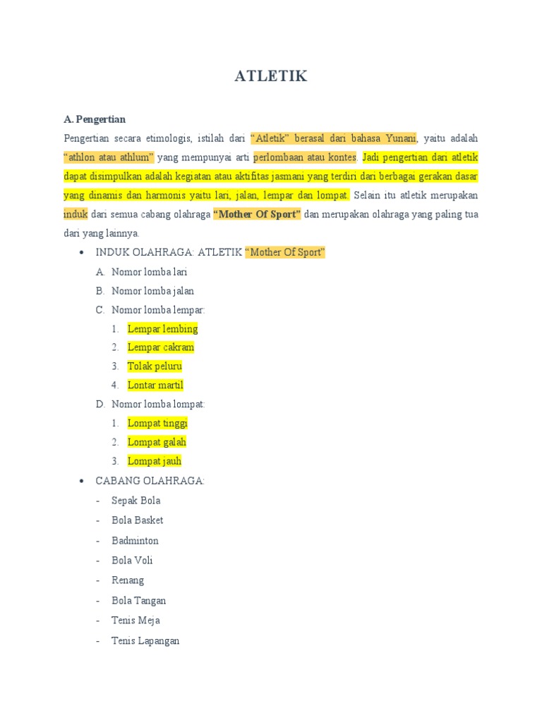 Handout Atletik | PDF