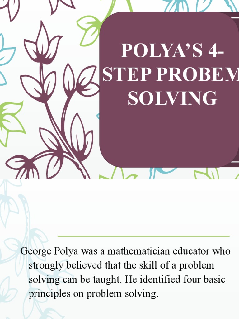 Chapter 1.3.2 Polya Discussion | PDF | Cognition
