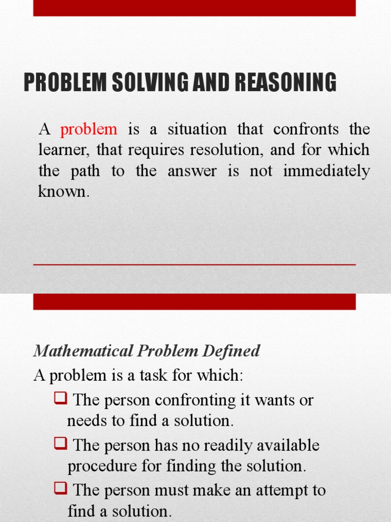 Problem Solving and Reasoning | PDF
