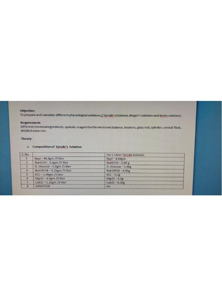 Preparation of Physiological Salt Solution | PDF