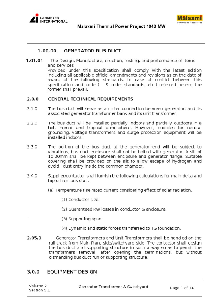 Vol 2 Sec 5.2 - Generator Bus Ducts Neutral Grounding Equipment | PDF ...