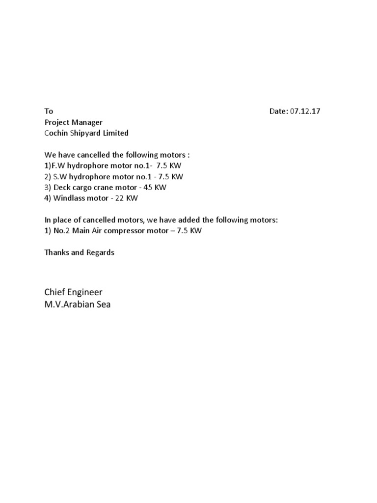 Letter of Motor Substitution | PDF