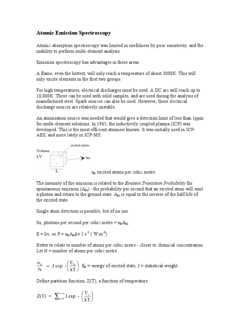 Atomic Emission Spectroscopy - University Notes | PDF | Emission ...