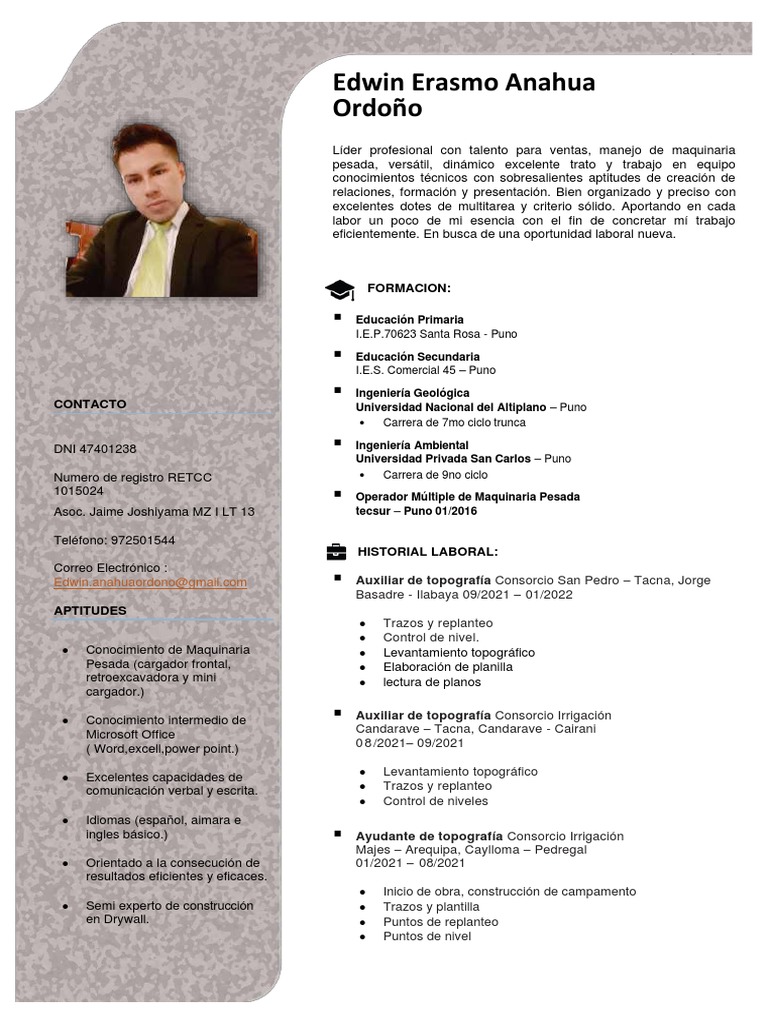 Curriculum Edwin | PDF | Crecimiento personal y profesional