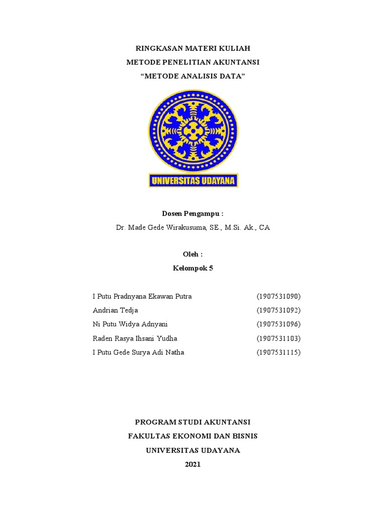 Kelompok 5 - RMK RPS 12 - Metode Analisis Data | PDF | Komputer