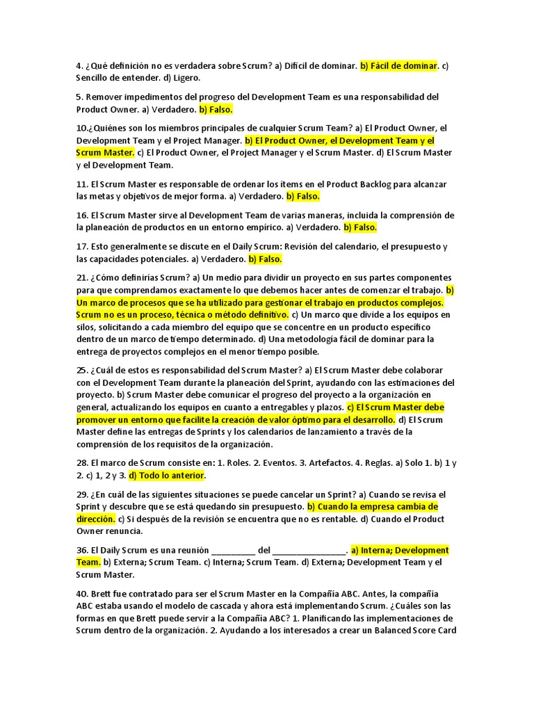 Respuestas Preguntas SCRUM | PDF | Scrum (desarrollo de software)