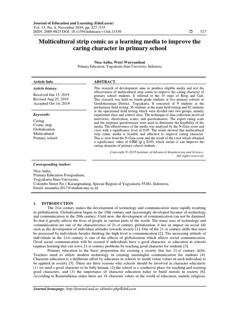 Multicultural Strip Comic As A Learning Media To Improve The Caring ...