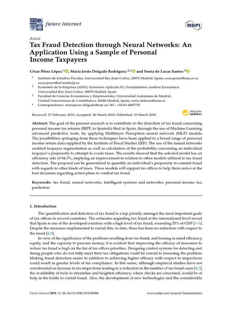 Tax Fraud Detection Through Neural Networks | PDF | Artificial Neural Network | Taxes