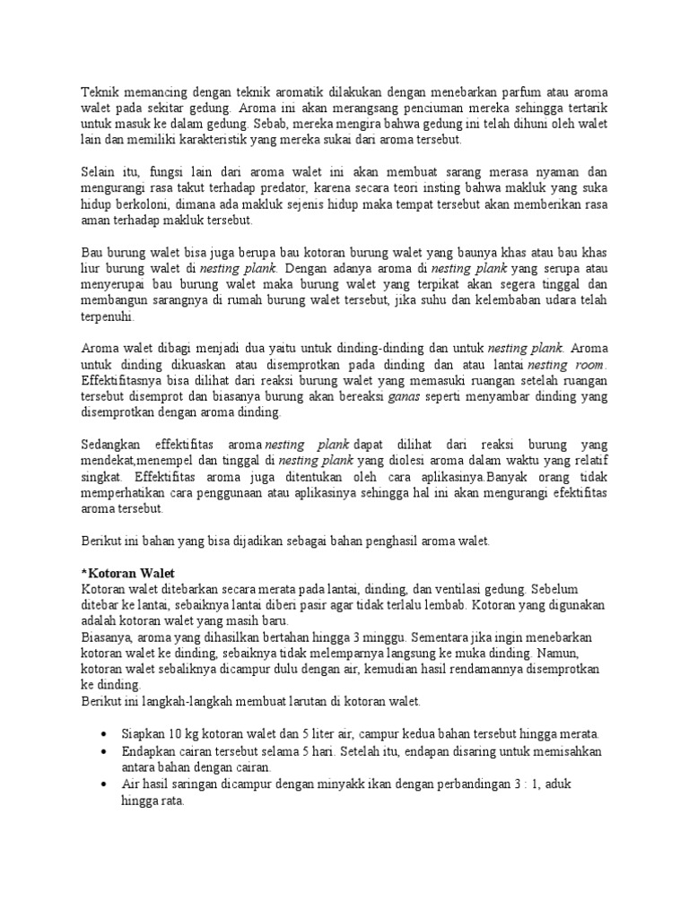 Cara Agar Walet Cepat Masuk | PDF | Griya & Taman